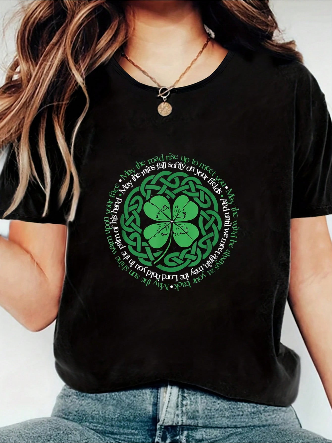 100% Cotton Irish Blessing, Celtic Knot & 4-Leaf Clover Luck Version B ...