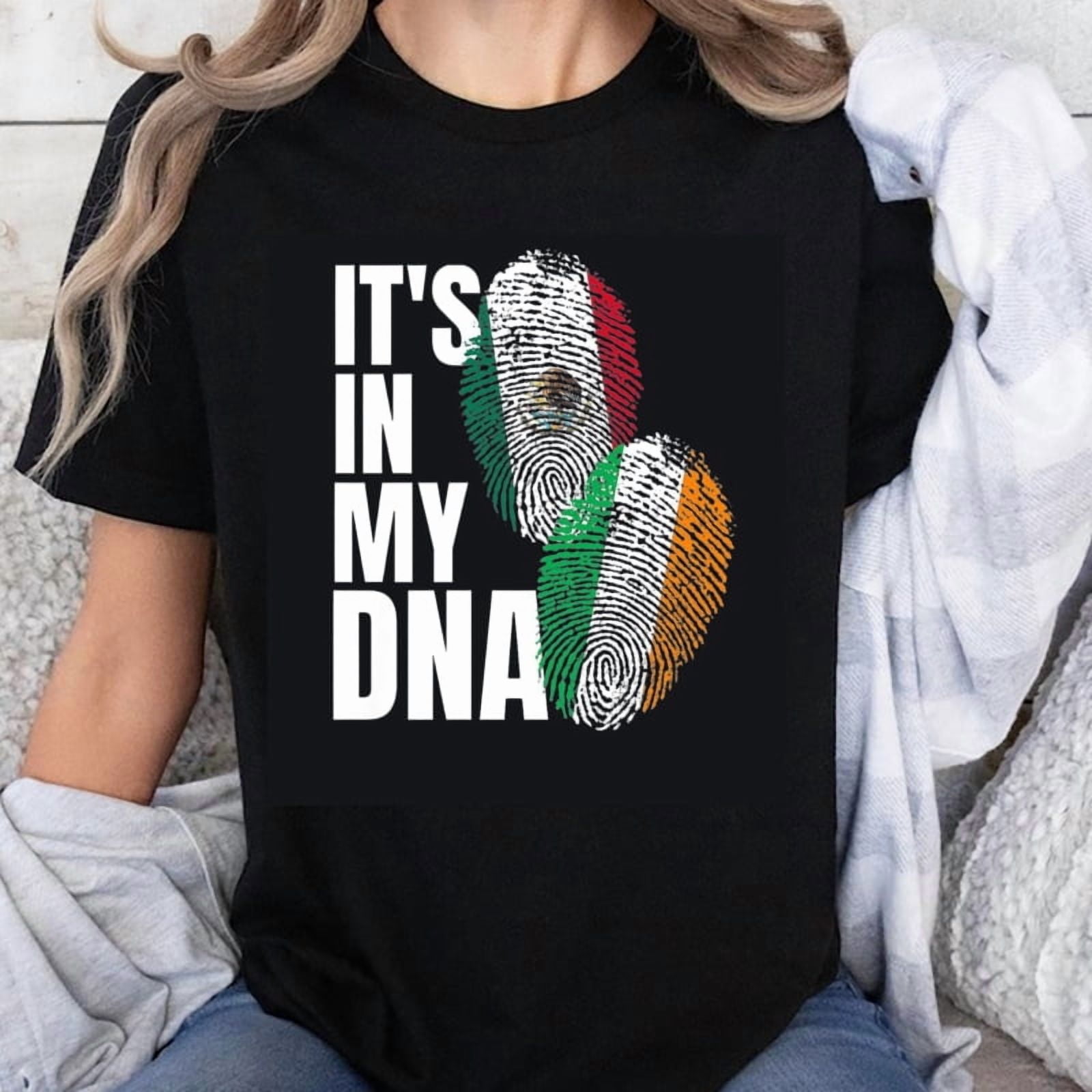 100% Cotton Its In My Dna Ireland Flag Fingerprint Pride Irish Heritage ...