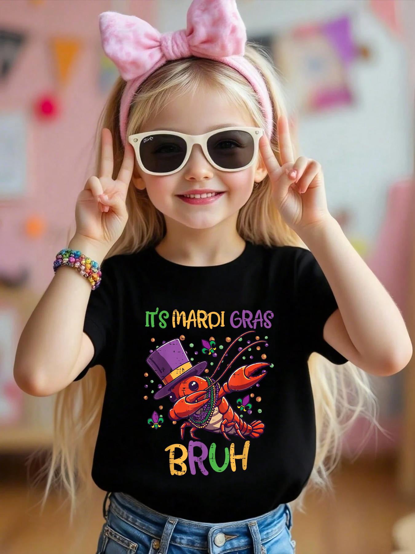 100% Cotton Its Mardi Gras Bruh Crayfish Dab Fat Tuesday Boys Girls Kid ...