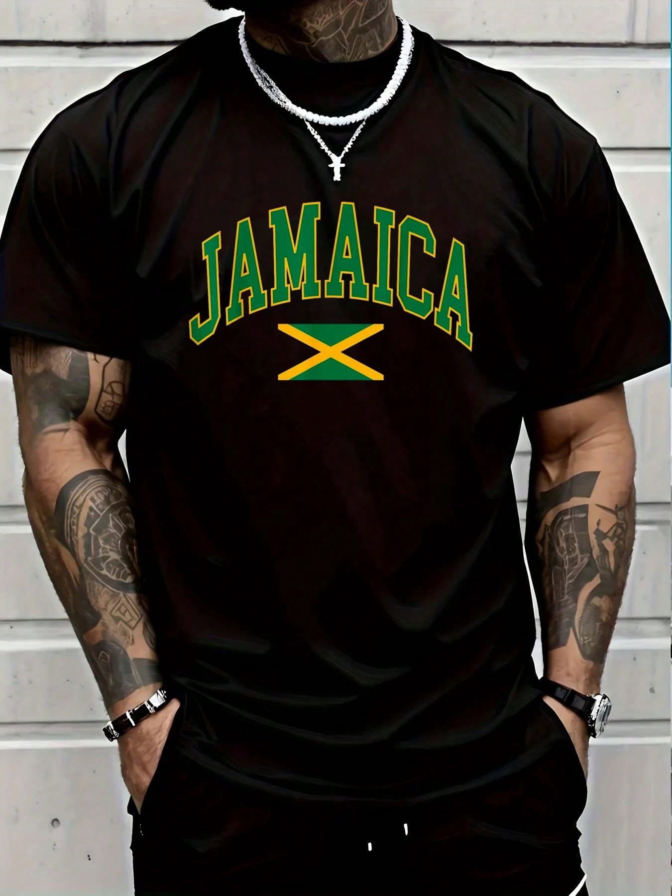 100% Cotton Jamaica Designs Jamaica Flag T-Shirt Women's Men Graphic ...
