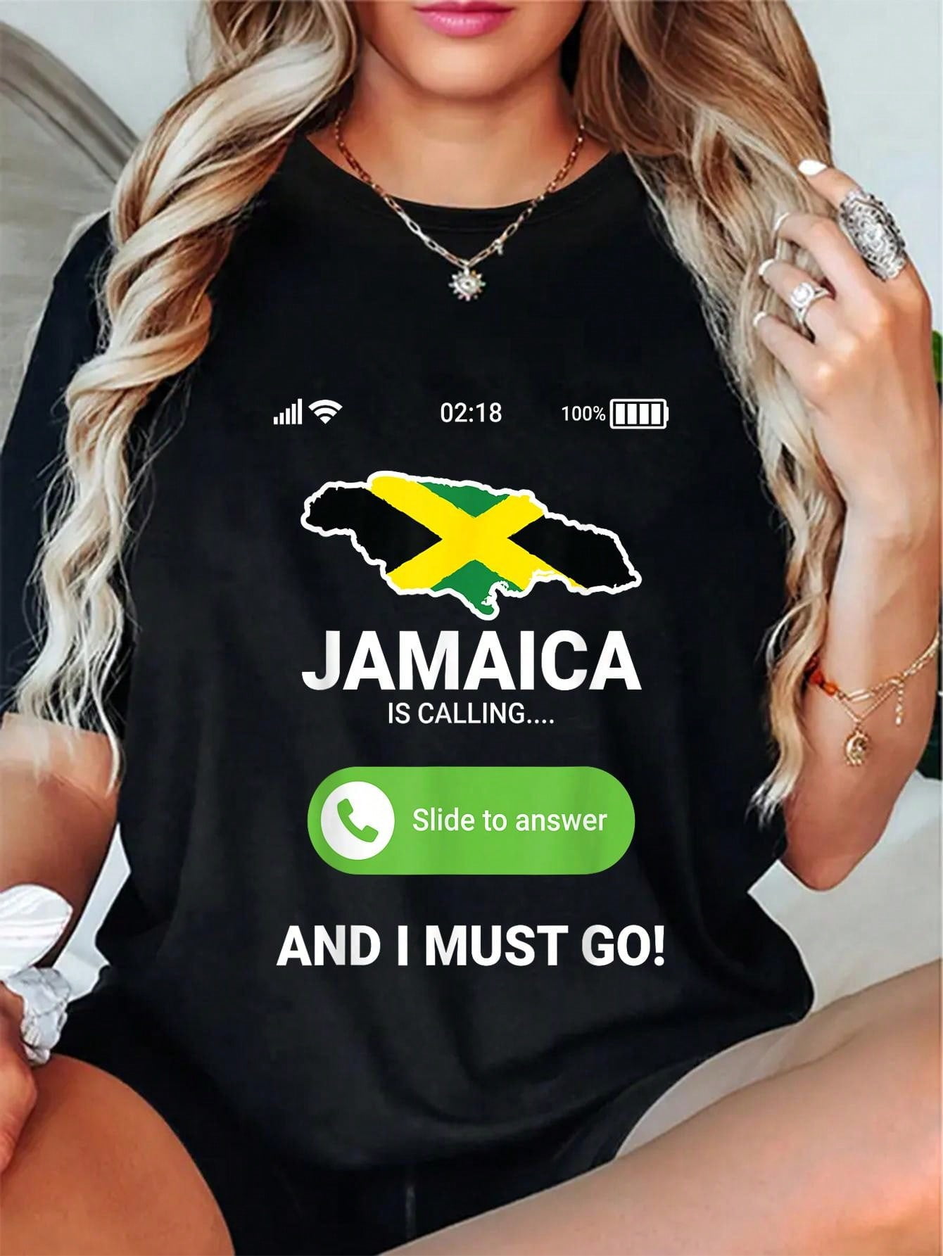 100% Cotton Jamaica Is Calling And I Must Go Bound Jamaican Flag Travel T-Shirt - Walmart.com