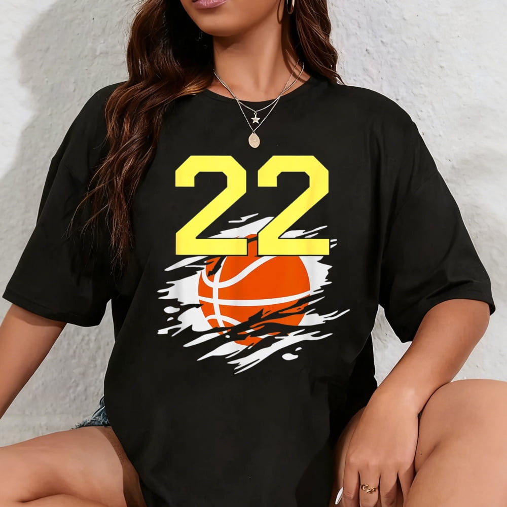 100% Cotton Jersey #22 Yellow Golden Basketball Team Number 22 T-Shirt ...