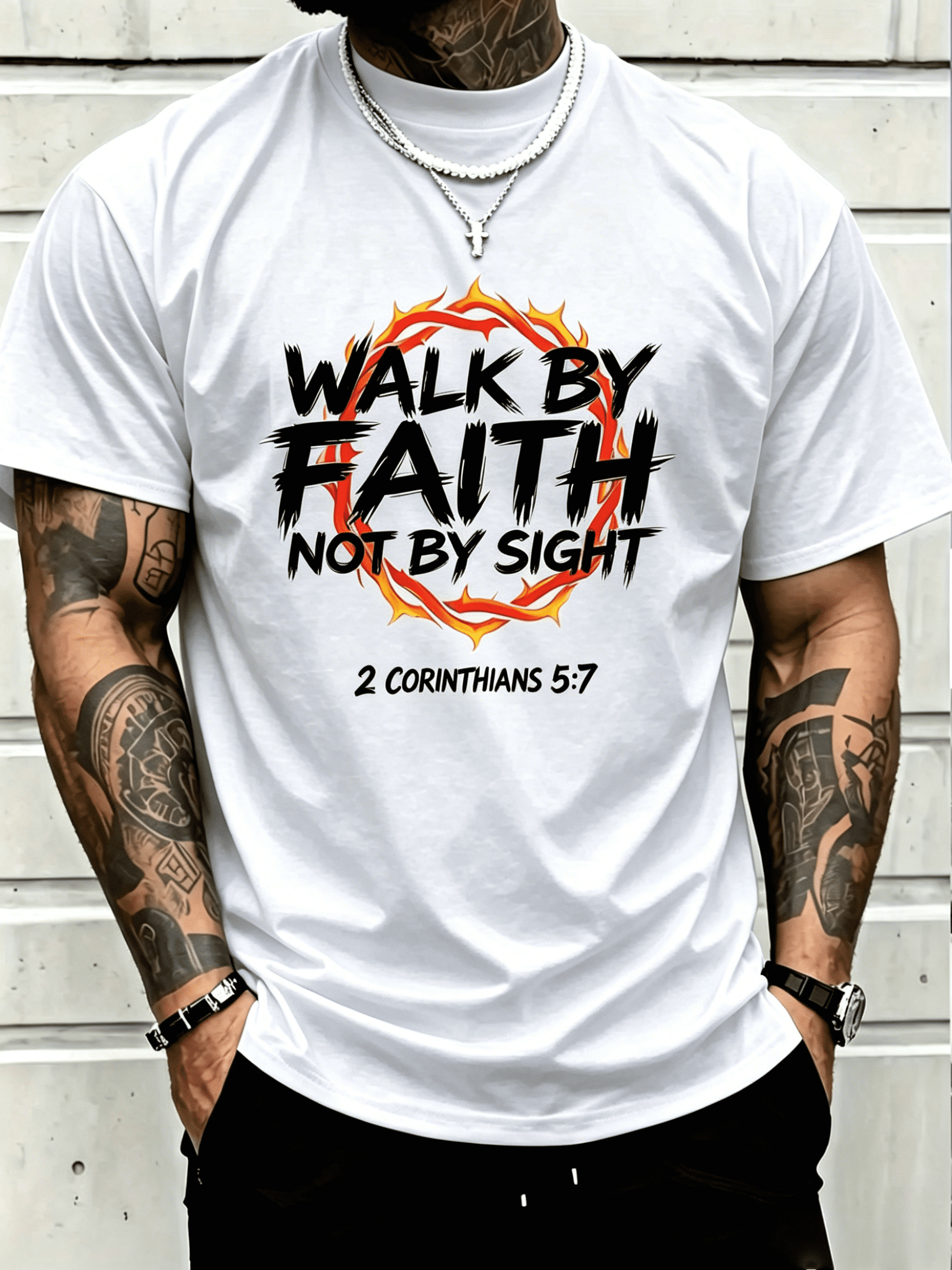 100% Cotton Jesus Walk By Faith Christian T-Shirt - Walmart.com