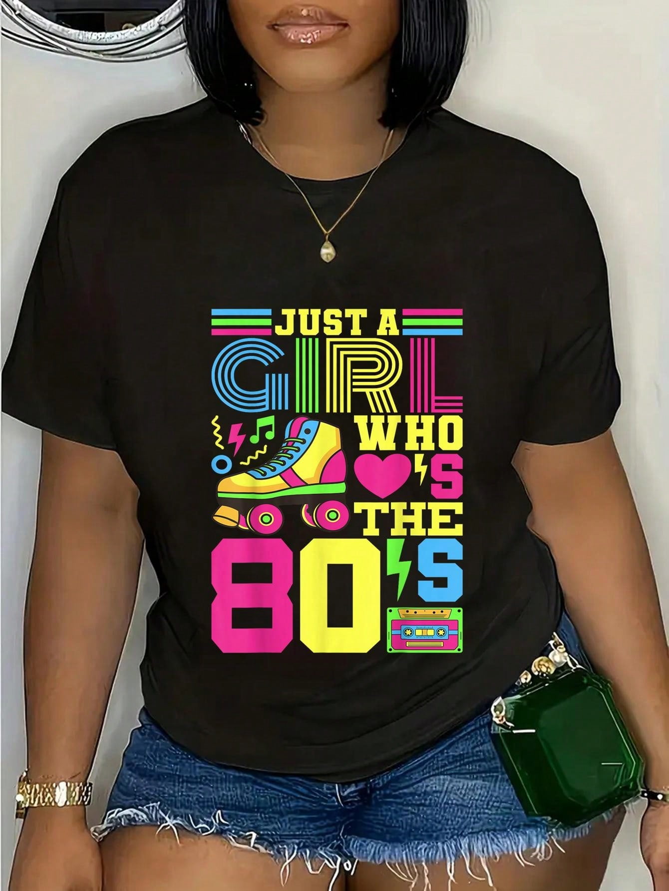 100% Cotton Just A Girl Who Loves The 80s Party 80s Outfit 1980s Costume T-Shirt - Walmart.com