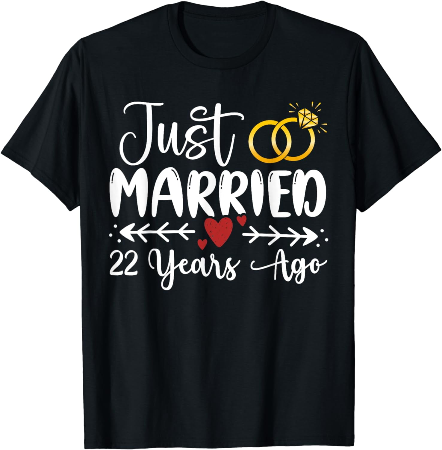 100 Cotton Just Married 22 Years Ago Couple 22th Wedding Anniversary T