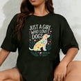 100% Cotton Just a girl who loves Dogs Funny Cute Puppy Dog Flower ...