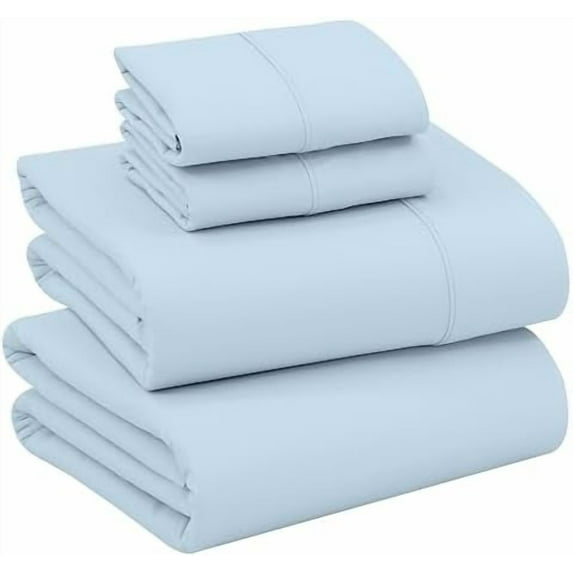 100% Cotton King Size Sheets Set, 4 Pieces, Soft & Breathable Percale ...