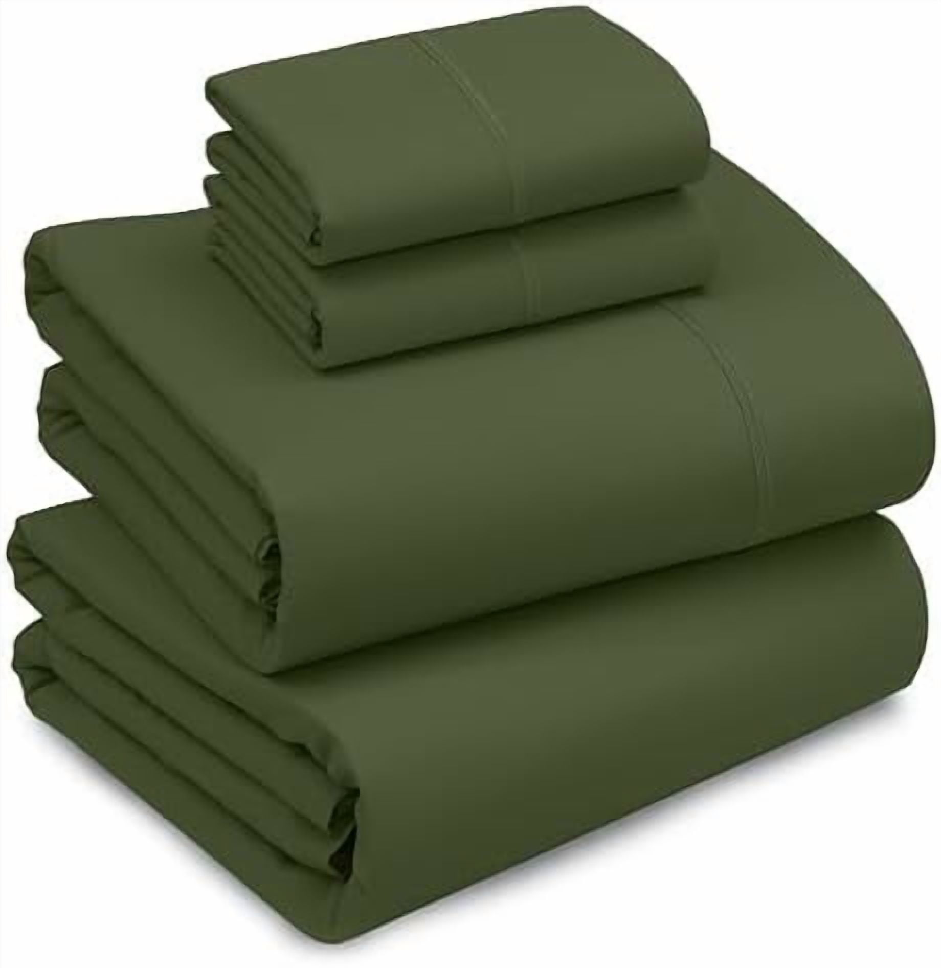 100% Cotton King Size Sheets Set, 4 Pieces, Soft & Breathable Percale ...