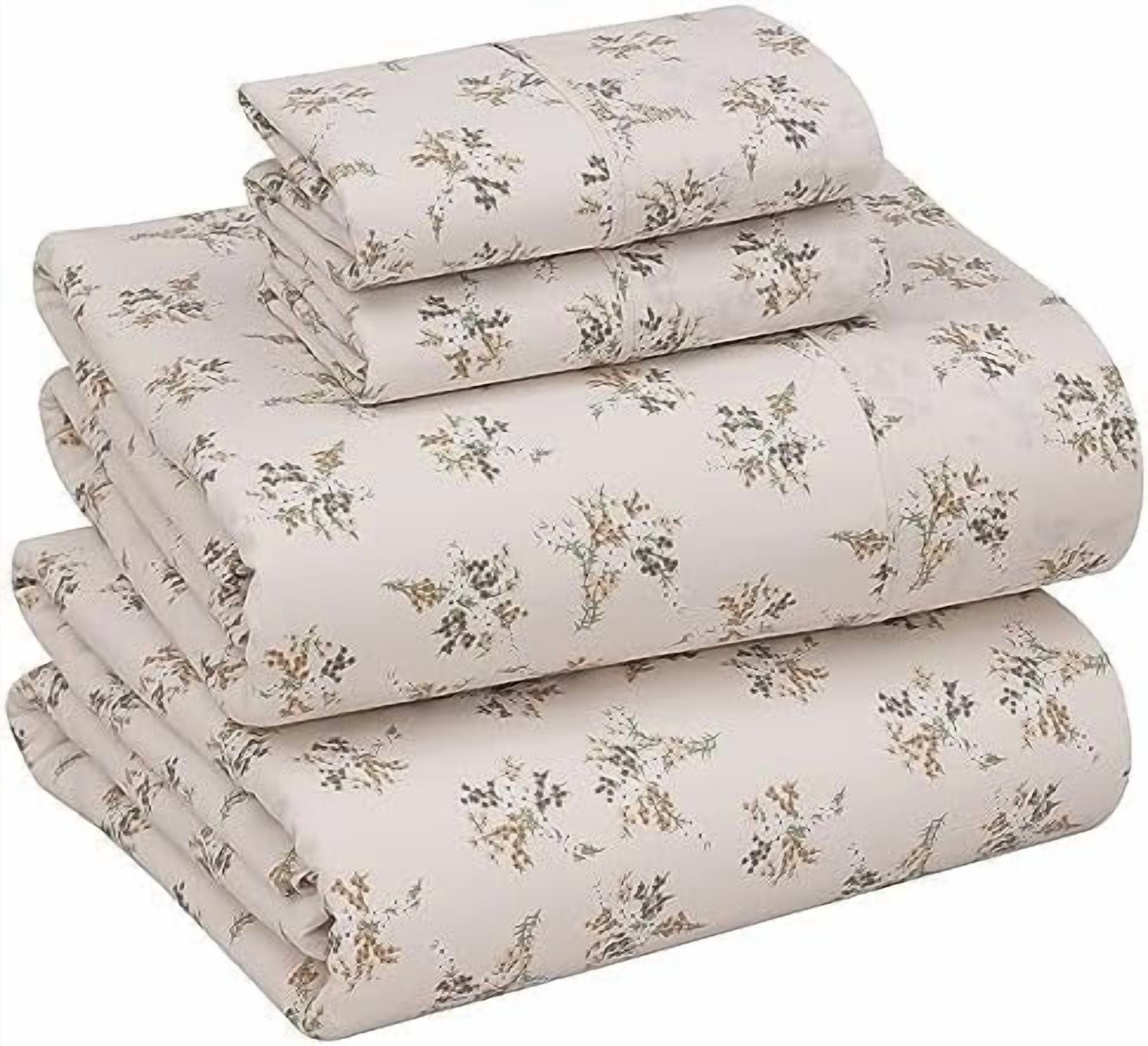 100% Cotton King Size Sheets Set, 4 Pieces, Soft & Breathable Percale ...
