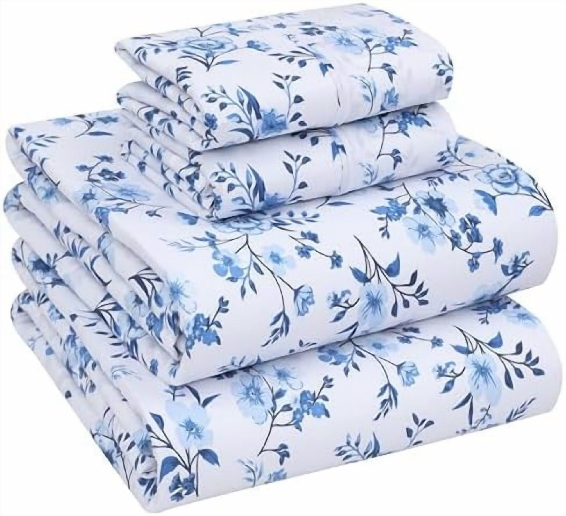 100% Cotton King Size Sheets Set, 4 Pieces, Soft & Breathable Percale ...
