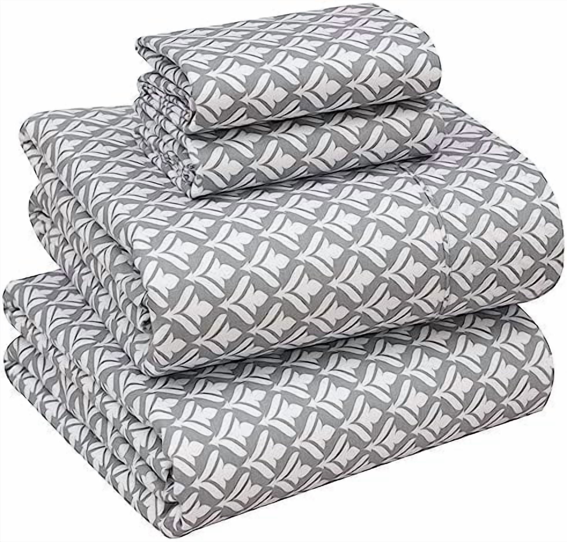100% Cotton King Size Sheets Set, 4 Pieces, Soft & Breathable Percale ...