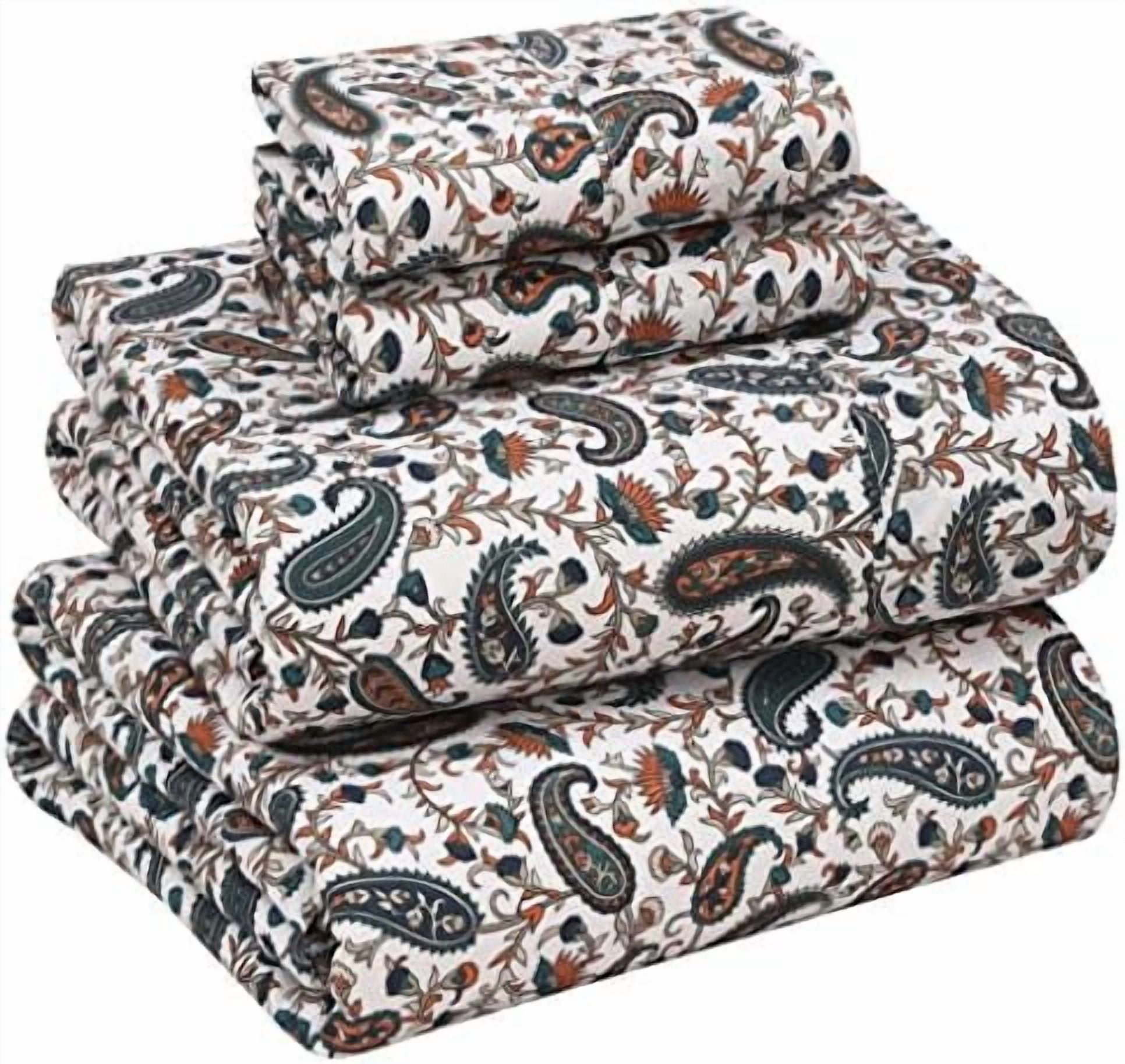 100% Cotton King Size Sheets Set, 4 Pieces, Soft & Breathable Percale ...
