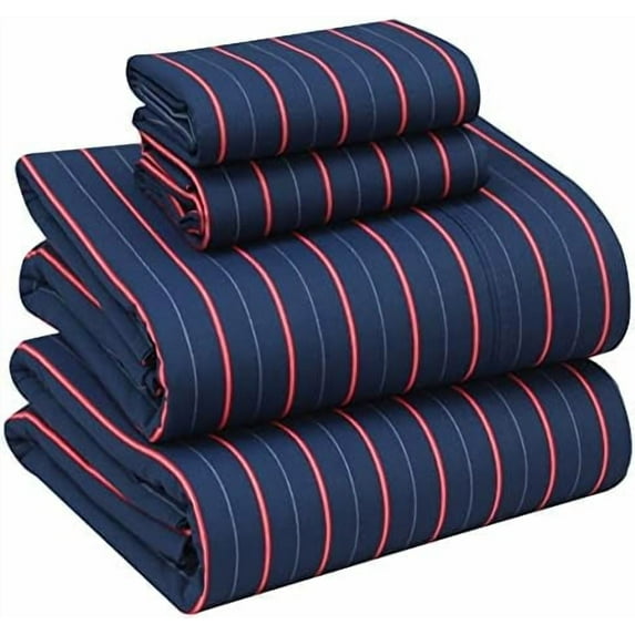 100% Cotton King Size Sheets Set, 4 Pieces, Soft & Breathable Percale ...