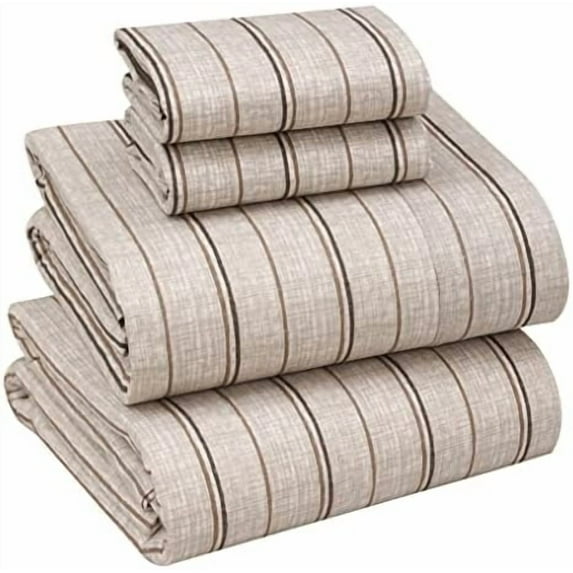 100% Cotton King Size Sheets Set, 4 Pieces, Soft & Breathable Percale ...