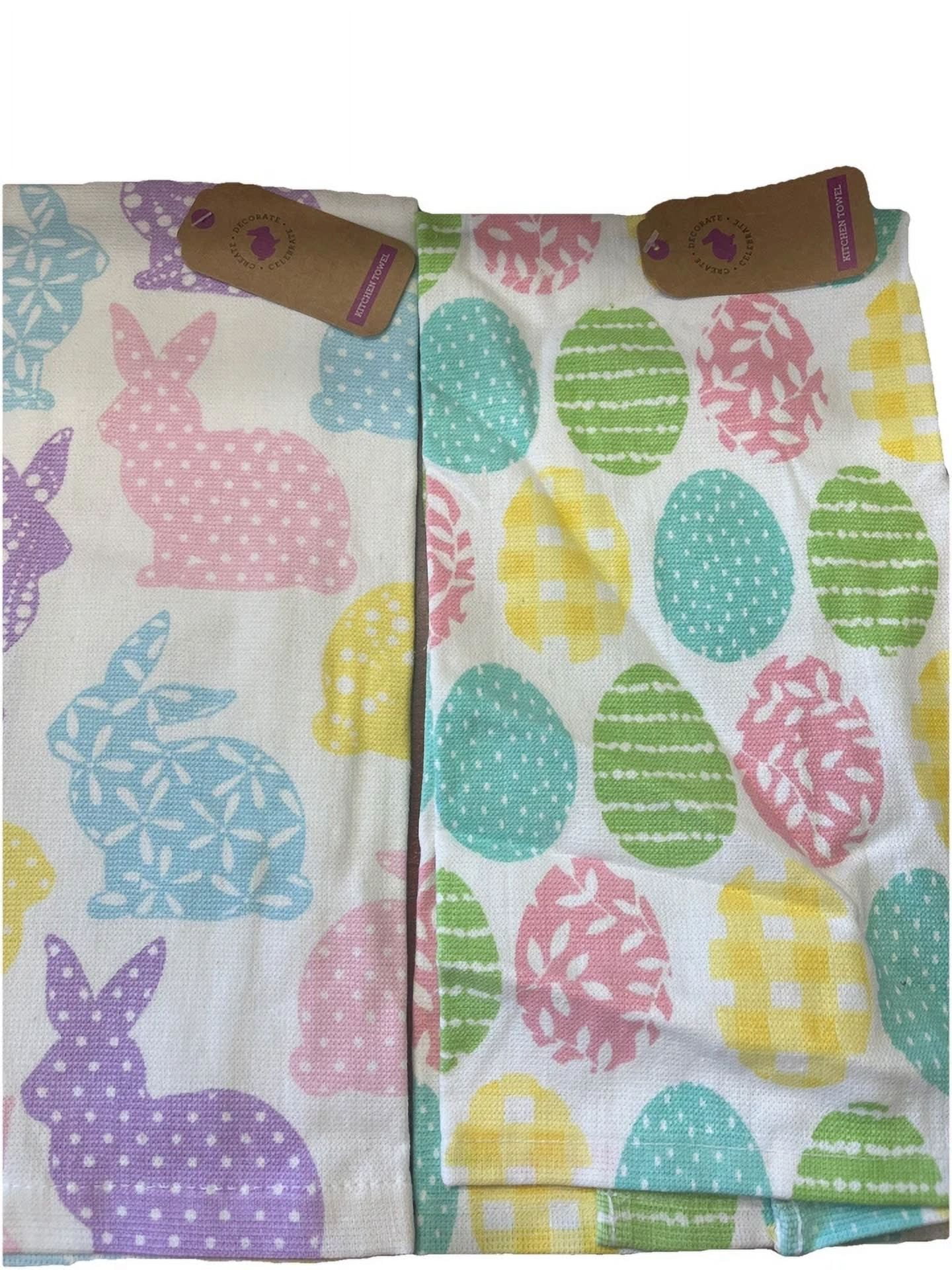 100% Cotton Kitchen Towels 16X26In. “Pastel Eggs”?Mix Bunny’S 2 Pack ...