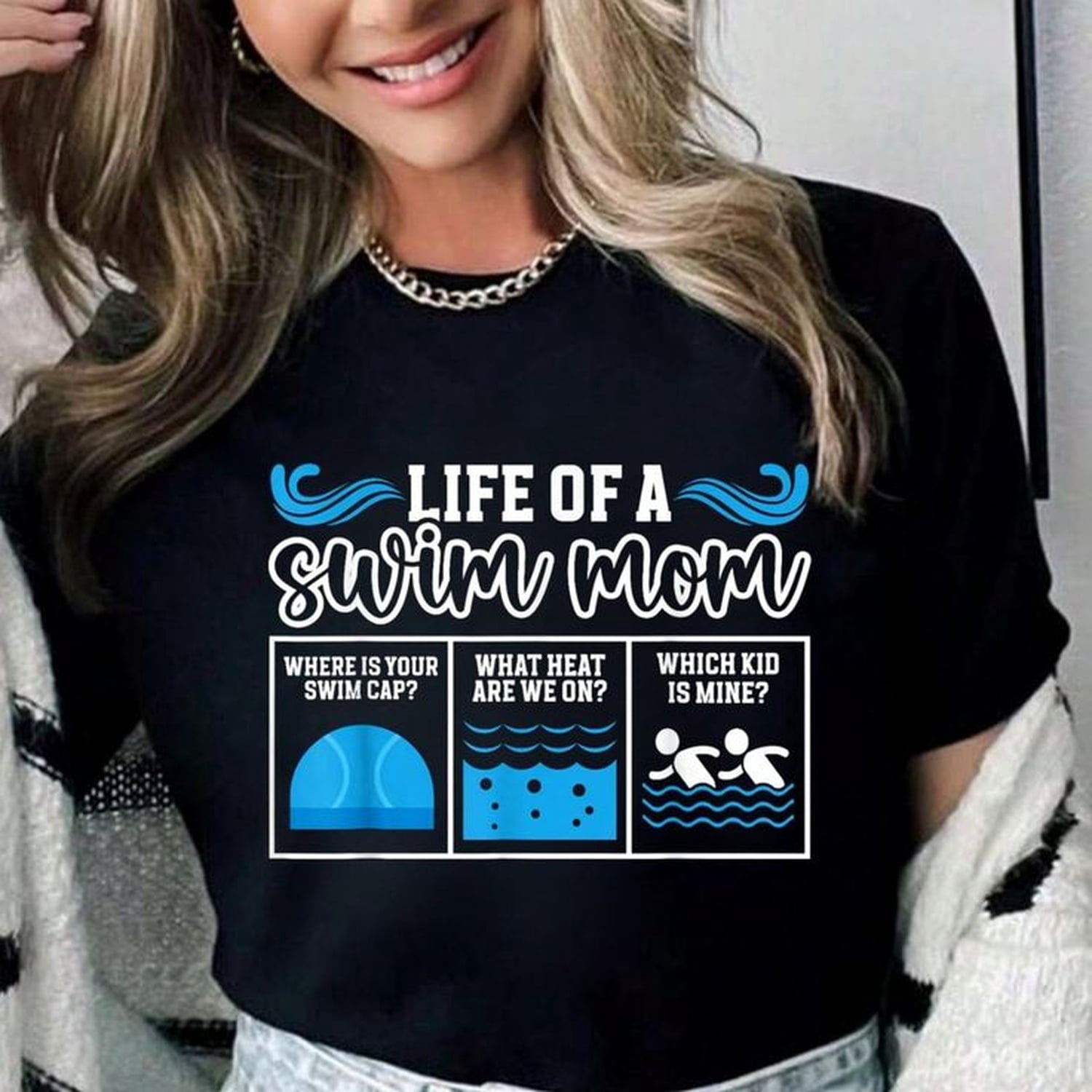 100% Cotton L1ife Of A Swim Mom Of A Swimmer Mama Swimming Mom T-S1Hirt ...