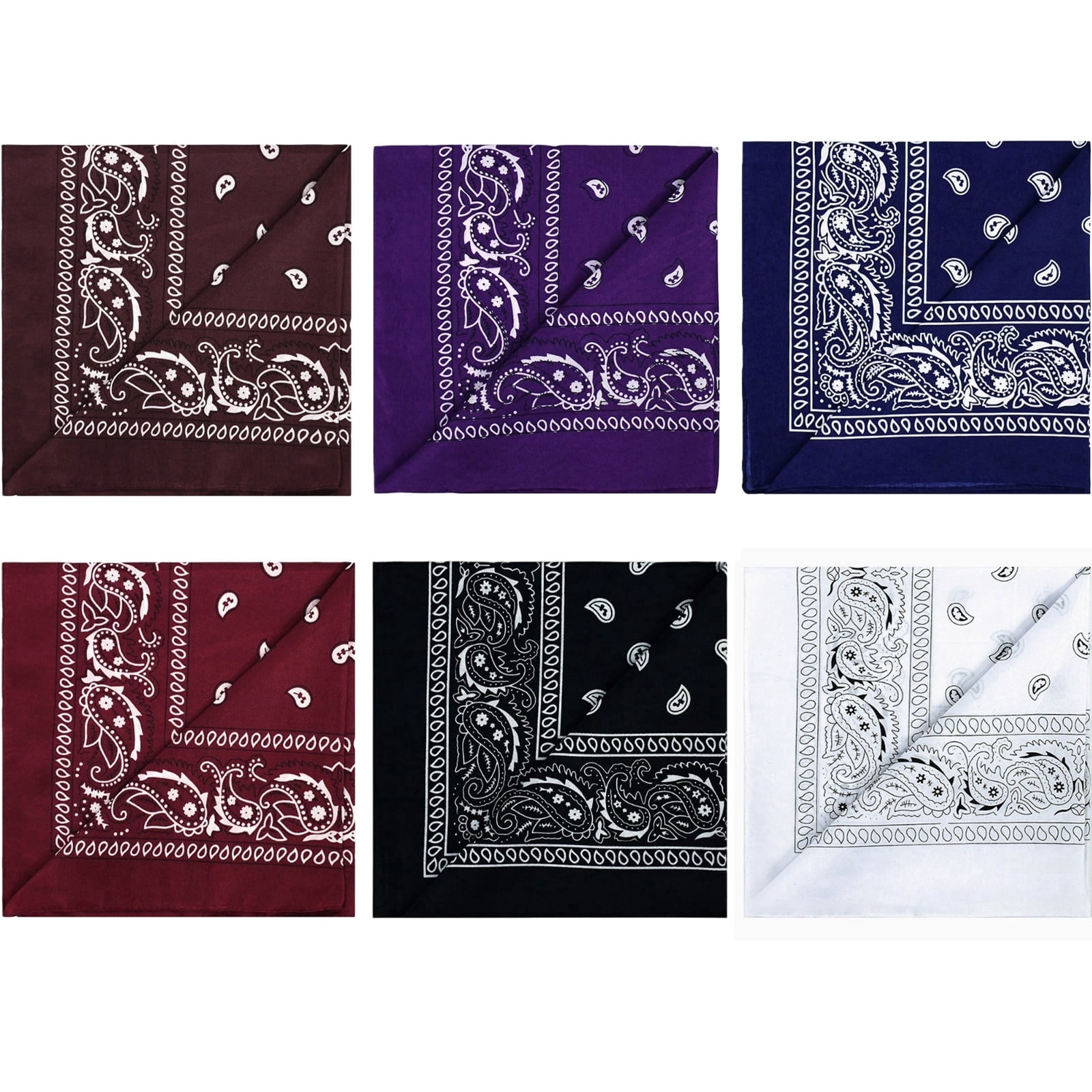 100%‑Cotton Large Bandanas, Unisex Square Scarf Headbands, Washable ...