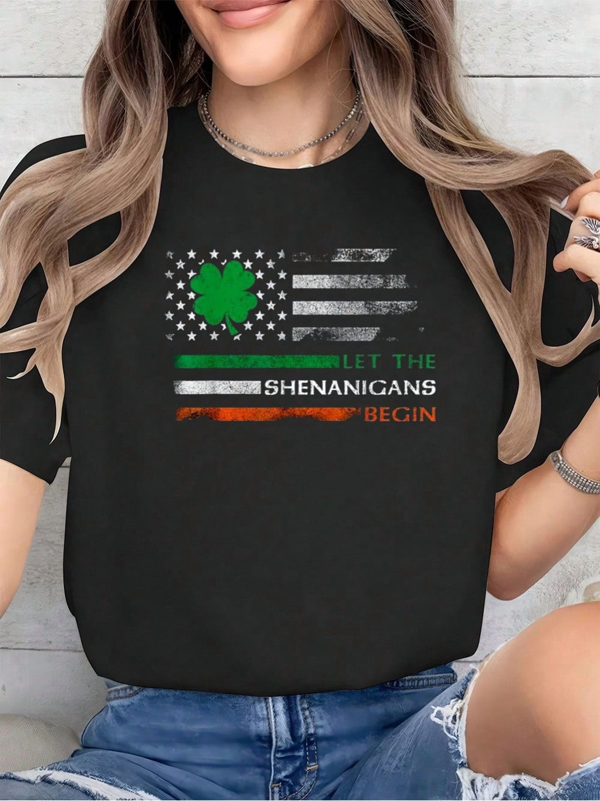 100% Cotton Let The Shenanigans Begin Irish American Flag St Patrick ...