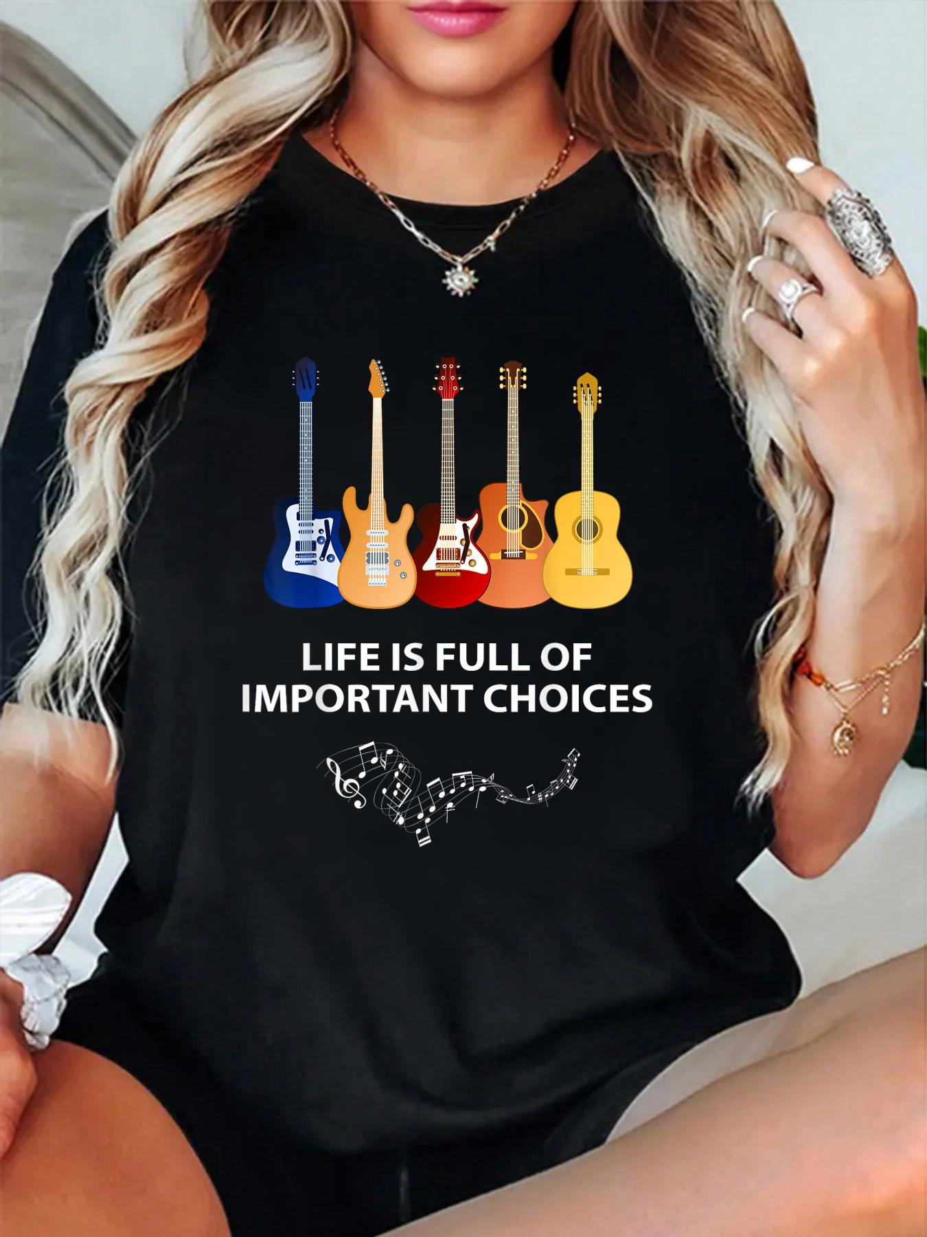 100% Cotton Life is Full of Important Choices Funny Nice Guitar Party T ...