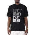 100% Cotton Lift Heavy Pray Hard Jesus Gym Fitness Christian Lifting T ...