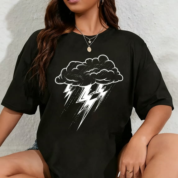 100% Cotton Lightning Bolt Storm For Men Idea Gift Thunder Strike T ...