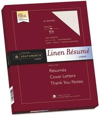 100% Cotton Linen Resume Paper, 32lb, 8 1/2 x 11, Almond, 100 Sheets ...