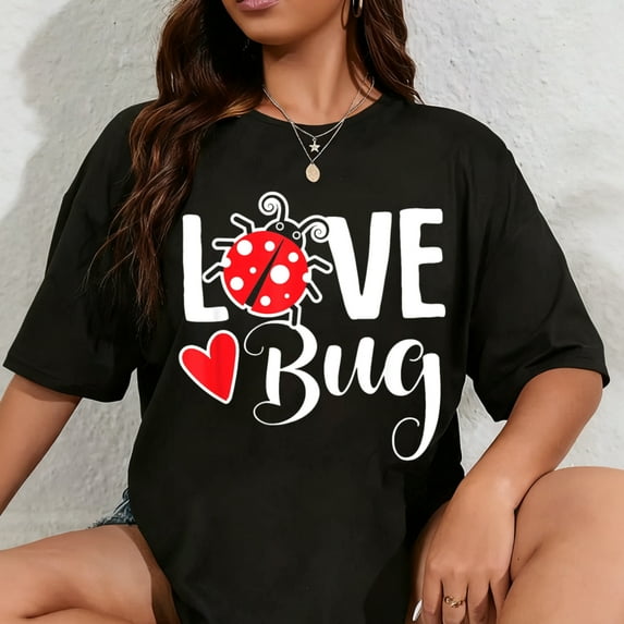 100% Cotton Love Bug Cute Valentine's Day Party Ladybug T-Shirt ...