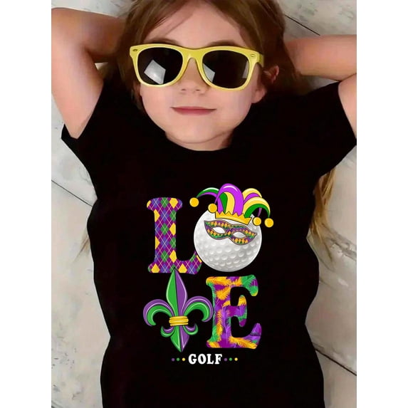 100% Cotton Love Golf Mardi Gras Costume Carnival Golf Lover Kid T ...