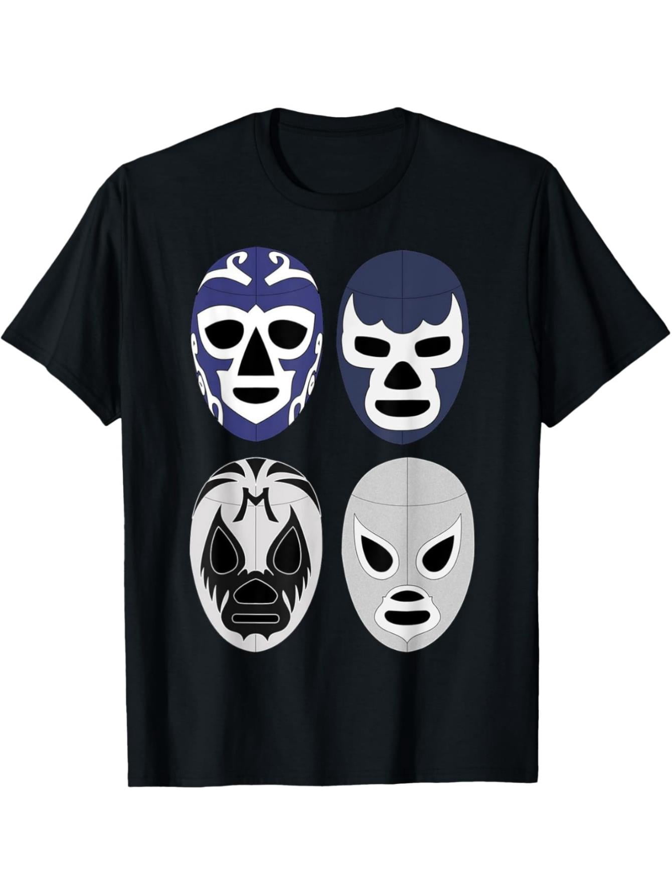 [100% Cotton Lucha Libre Tee] Lucha Libre Wrestler Applique T-Shirt ...