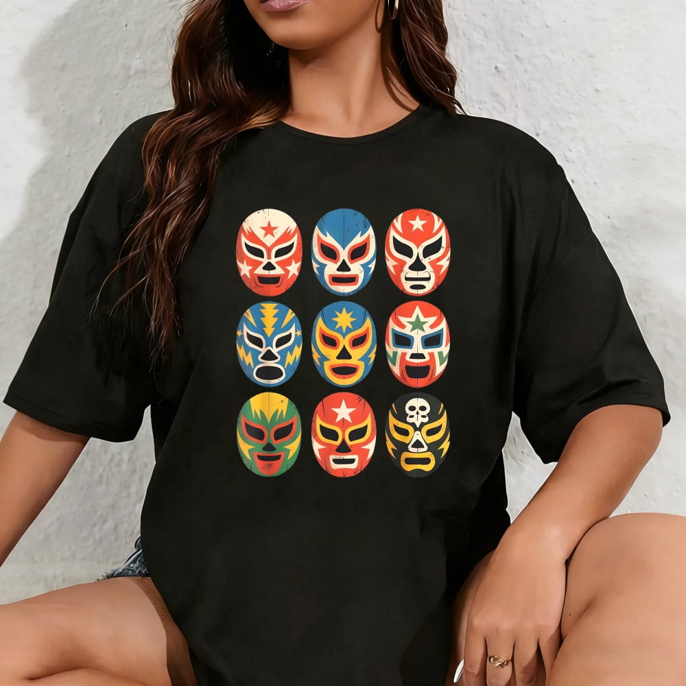 100% Cotton Lucha Libre Wrestling Masks Funny Mexican Wrestler Fan T ...