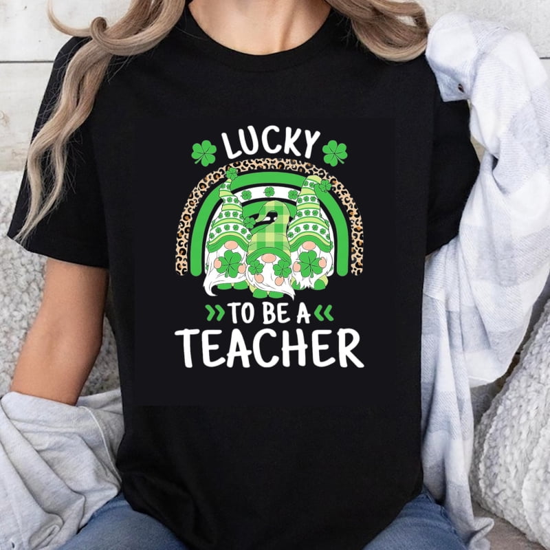 100% Cotton Lucky To Be A Teacher St Patrick's Day Irish Shamrock ...