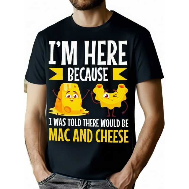 100% Cotton Mac and Cheese Themed T-Shirt - Regular Fit, Short Sleeve ...