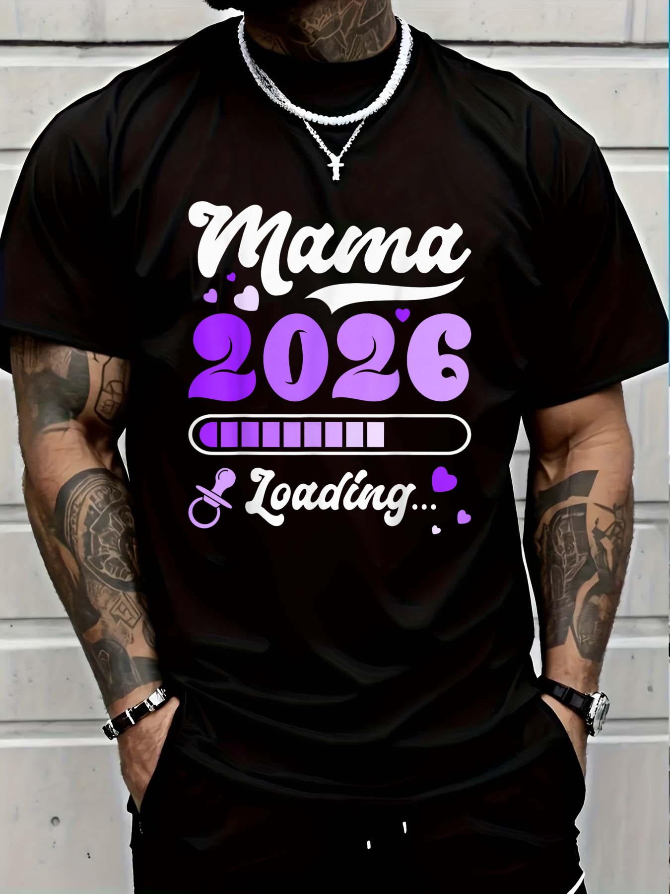 100% Cotton Mama 2026 Loading, Pregnancy Reveal, Mom to be, Funny T-Shirt Graphic T-shirts for ...
