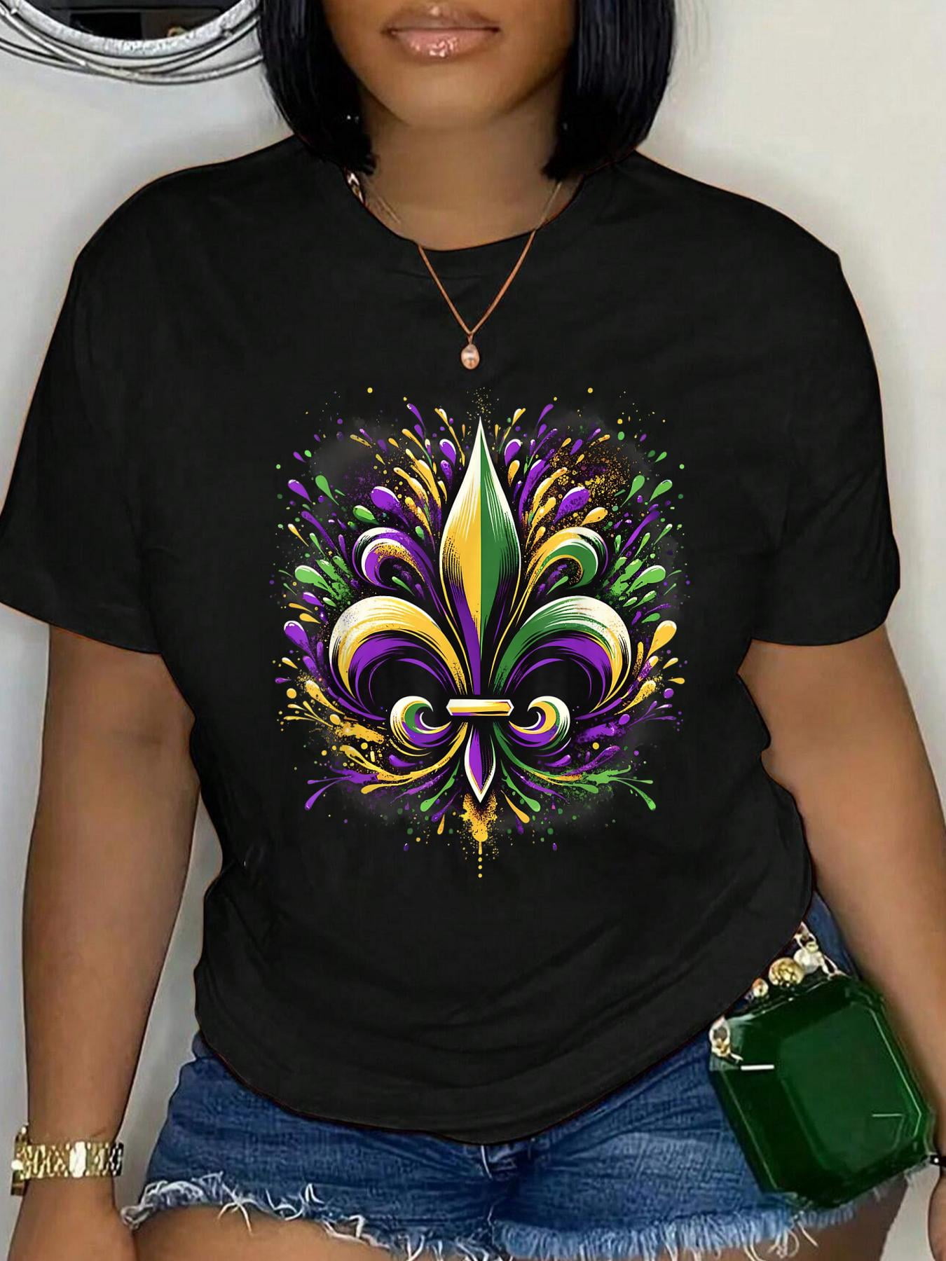 100% Cotton Mardi Gras Paint Splatter Fleur De Lis Festive New Orleans ...