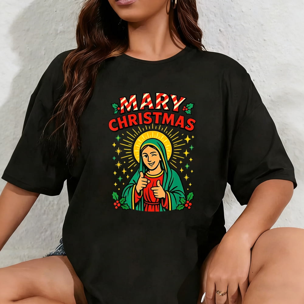 100% Cotton Mary Christmas Mother Mary Pun T-Shirt - Walmart.com