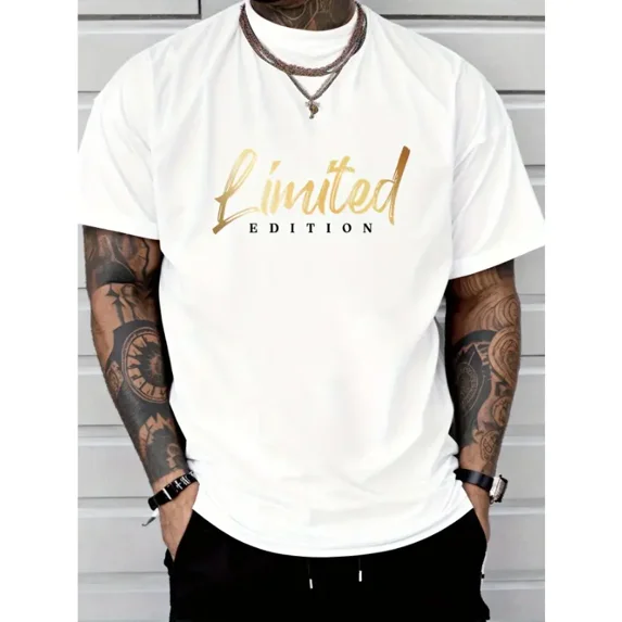 100% Cotton Men'S T-Shirt with "Limited Edition" Graphic - Geometric ...