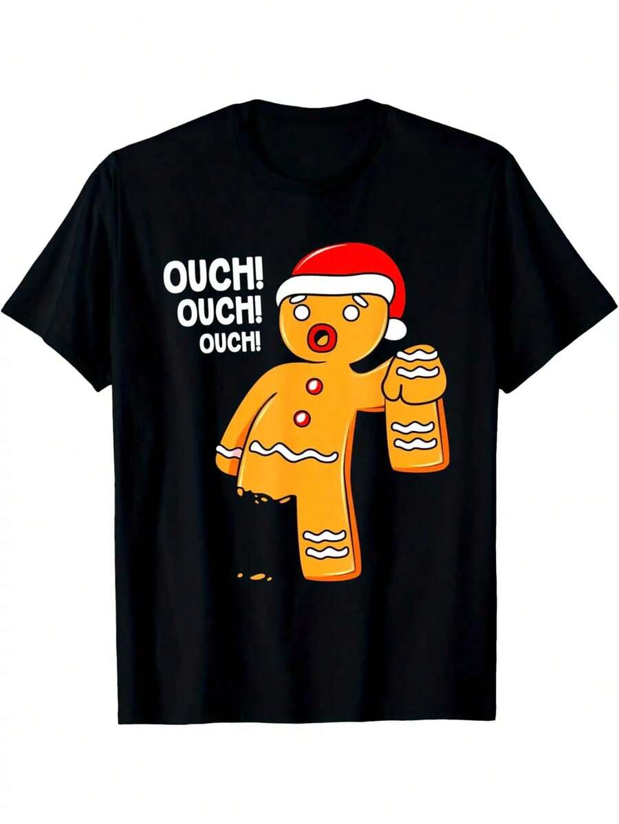 100%Cotton Men's Gingerbread For Man Graphic T-Shirt - 100% Cotton Slim Fit 180gsm Soft Vintage ...