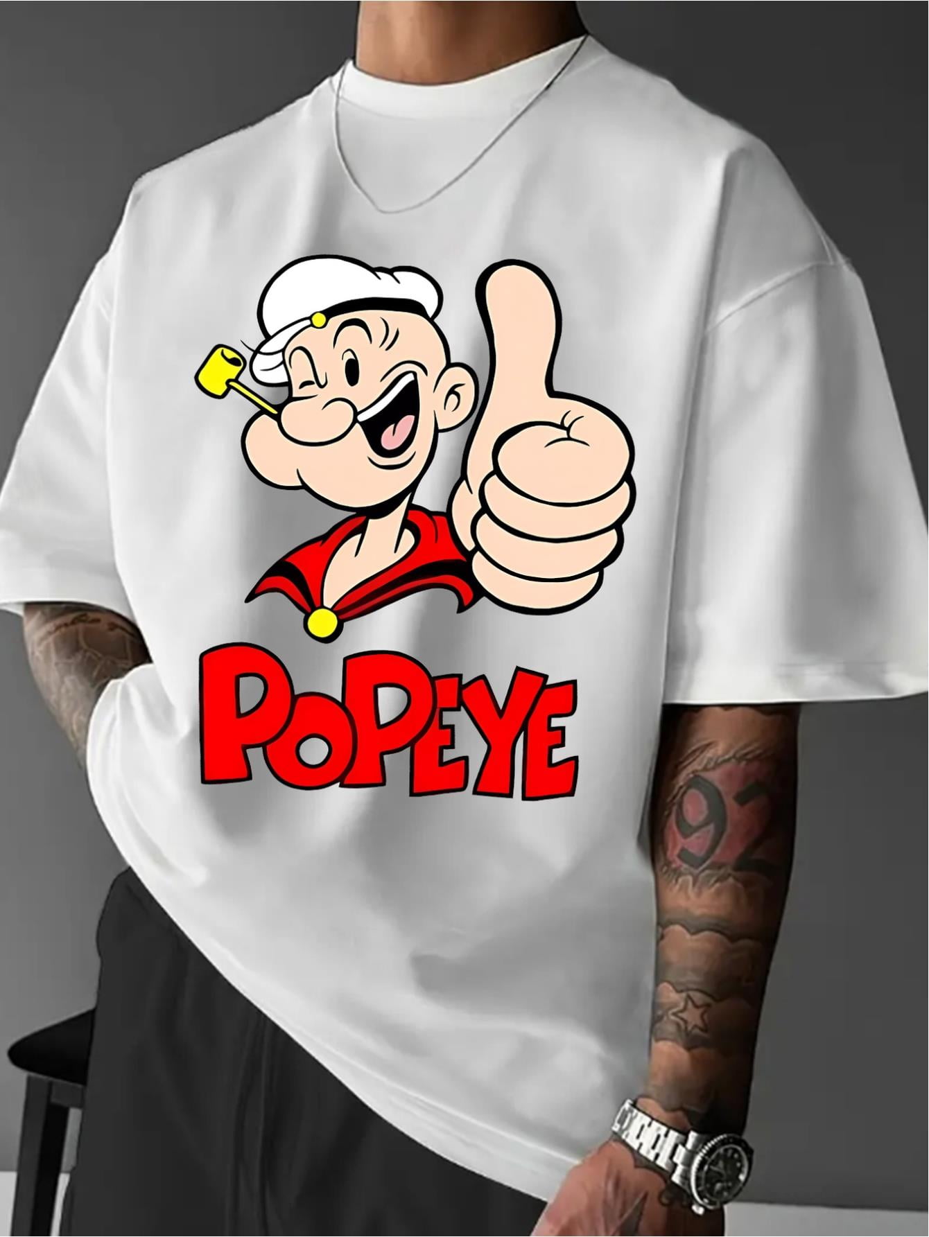 100% Cotton Men's Popeye Graphic T-Shirt - Casual Crew Neck, Slight ...