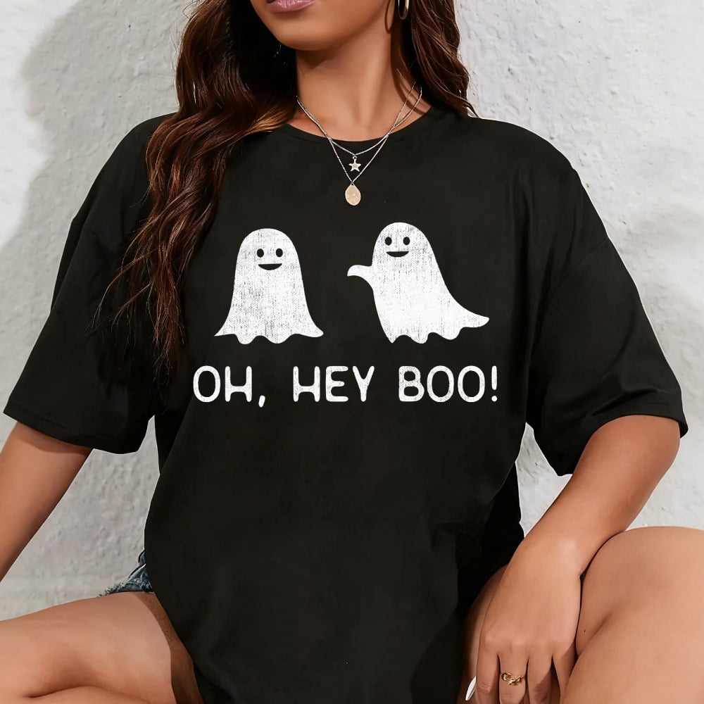 100% Cotton Mens Oh Hey Boo T Shirt Funny Halloween Party Ghost ...