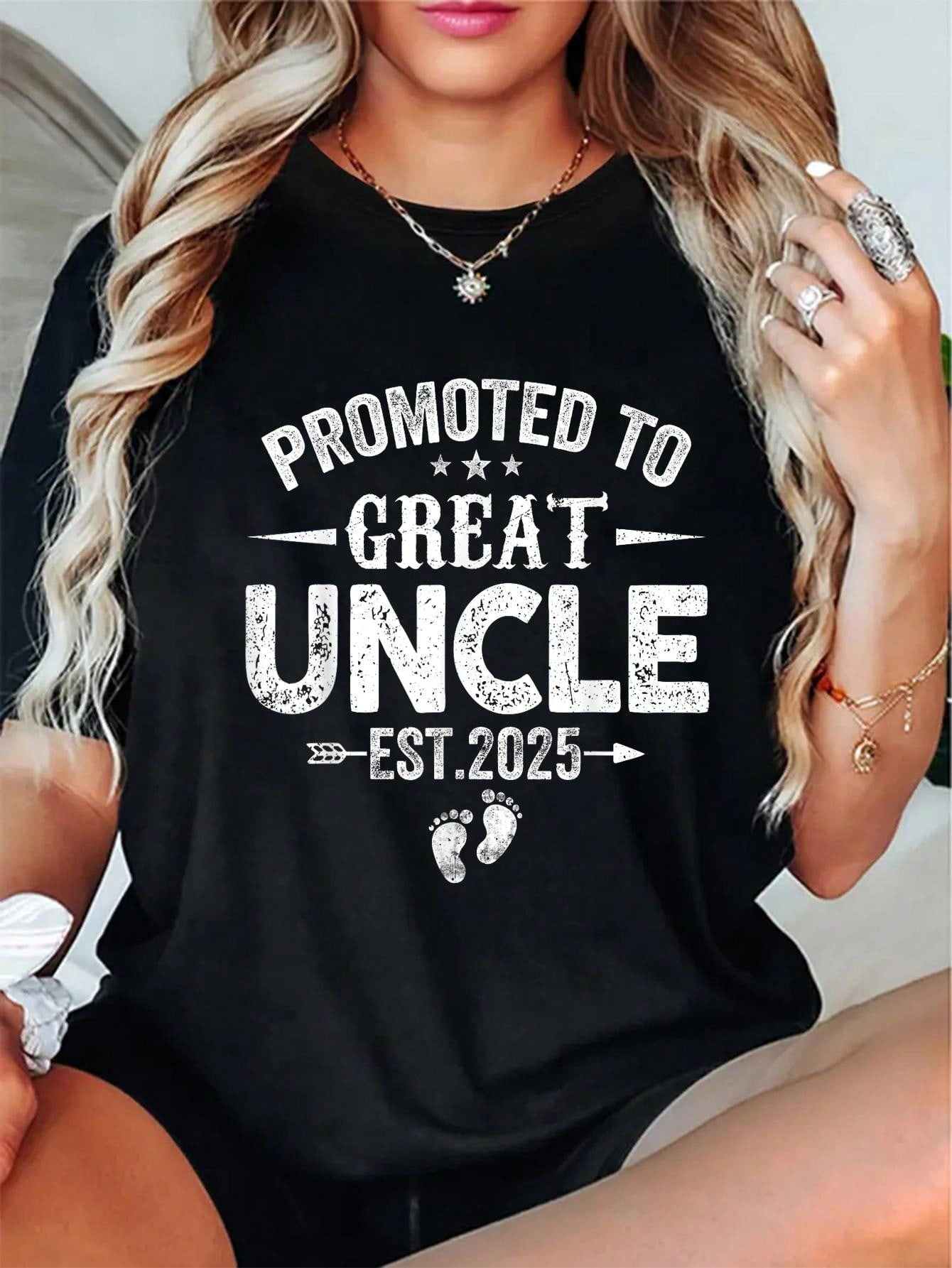 100% Cotton Mens Promoted To Great Uncle Est 2025 Soon To Be New Uncle T-Shirt - Walmart.com