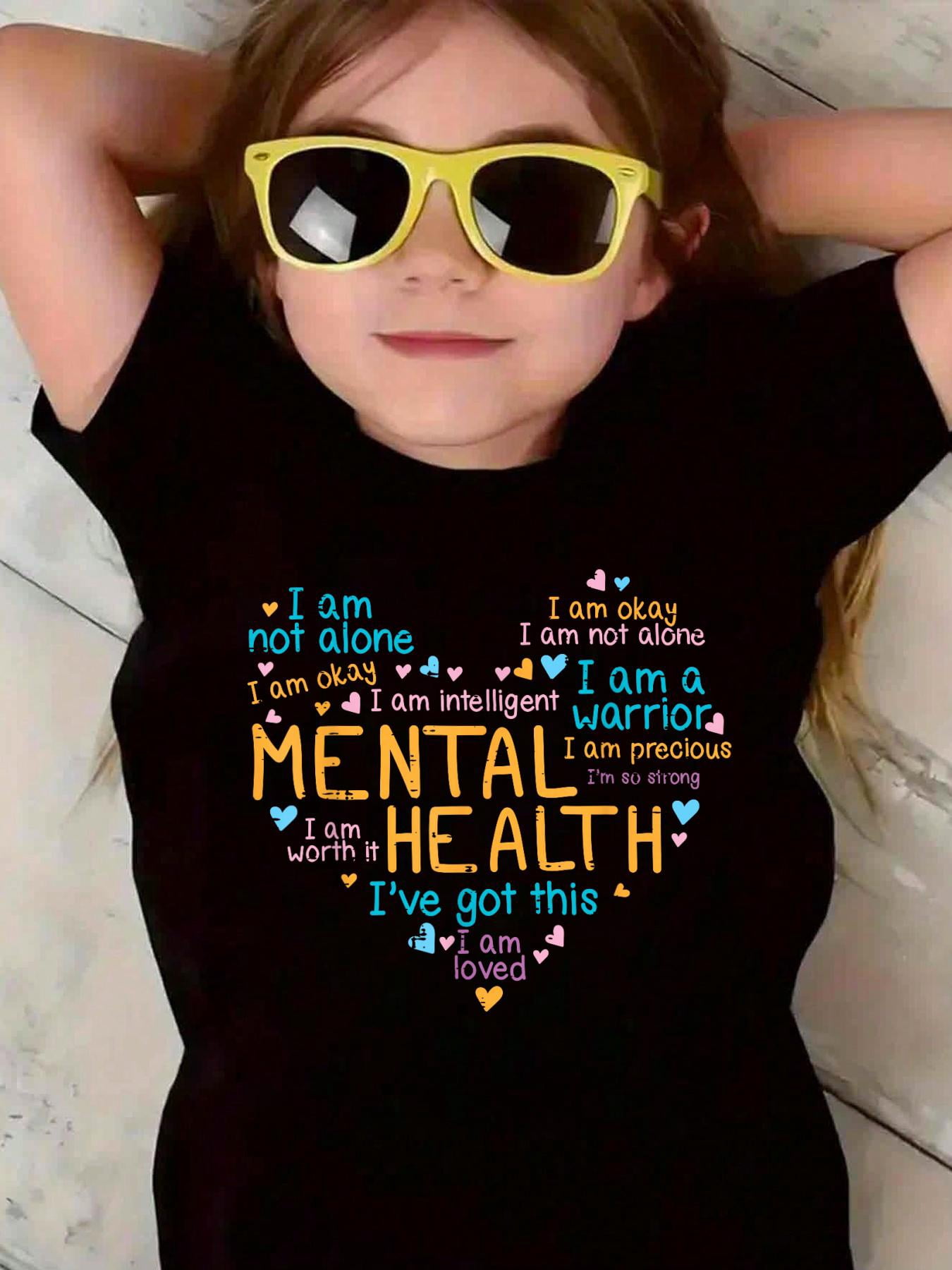 100% Cotton Mental Health Heart Self Love Words Awareness Women Kids ...