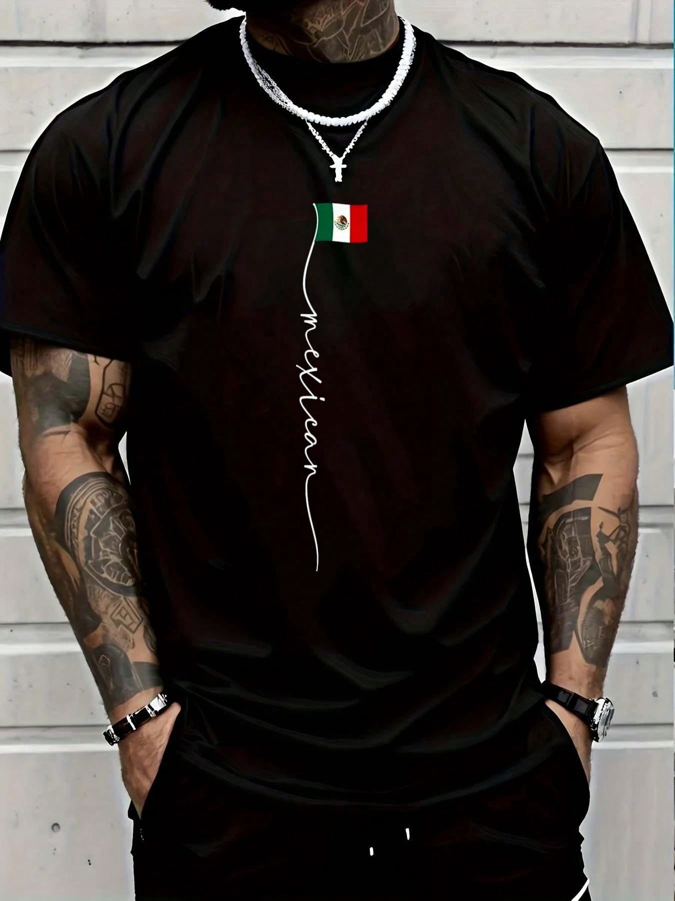100% Cotton Mexico Signature Mexican Flag T-Shirt Women's Men Graphic ...