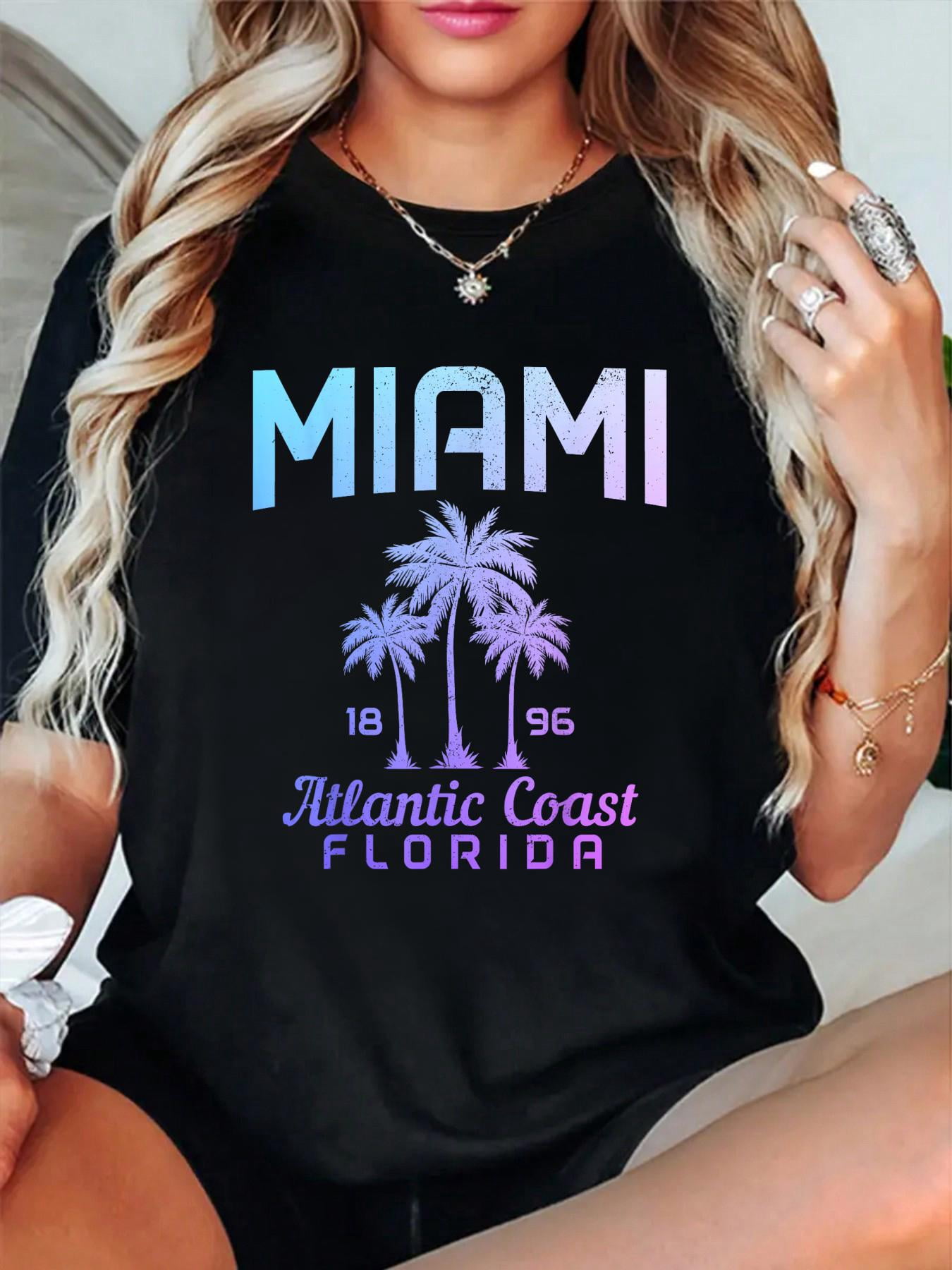 100% Cotton Miami Florida FL Pride Vintage Souvenir Palm Trees T-Shirt ...