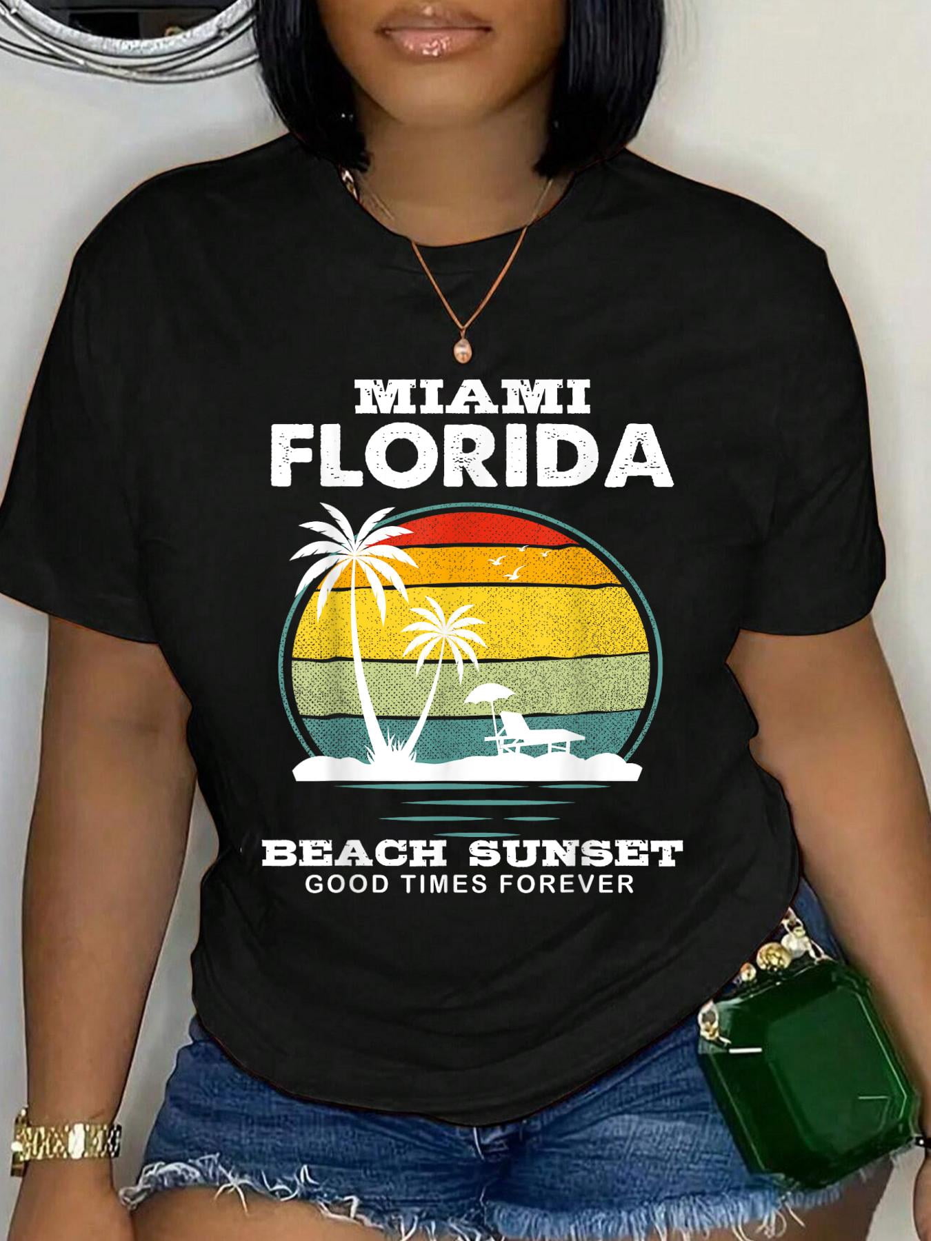 100% Cotton Miami Florida Sunset - I Love Miami Beach Souvenir T-Shirt ...