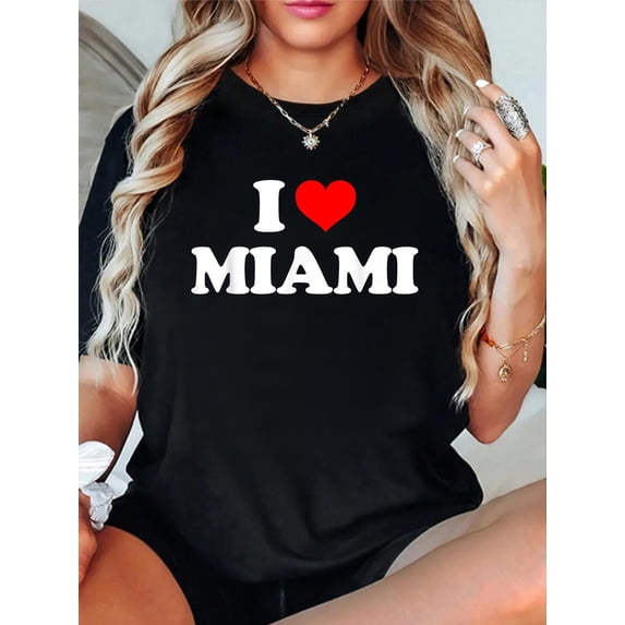 100% Cotton Miami - I Heart Miami - I Love Miami T-Shirt Women's ...