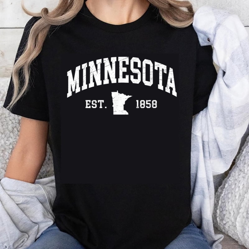 100% Cotton Minnesota Est 1858 State Outline - Walmart.com