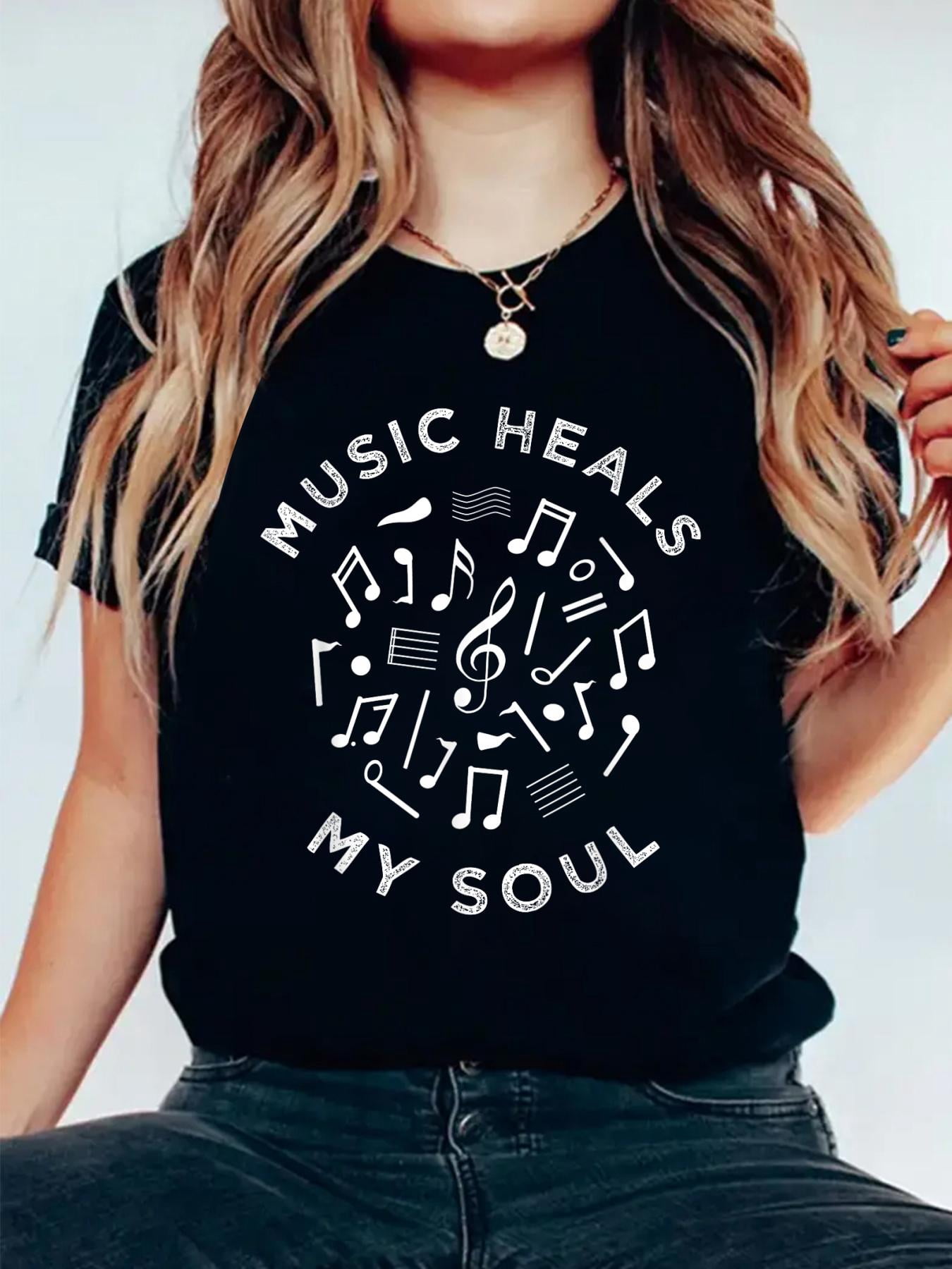 100% Cotton Music Heals My Soul T-Shirt, Music Therapy Tee Apparel T ...