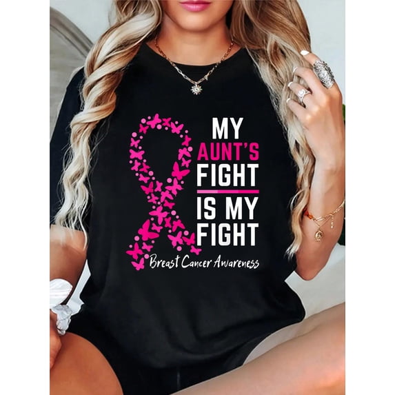 100% Cotton My Aunt's Fight is My Fight Support Breast cancer awareness ...