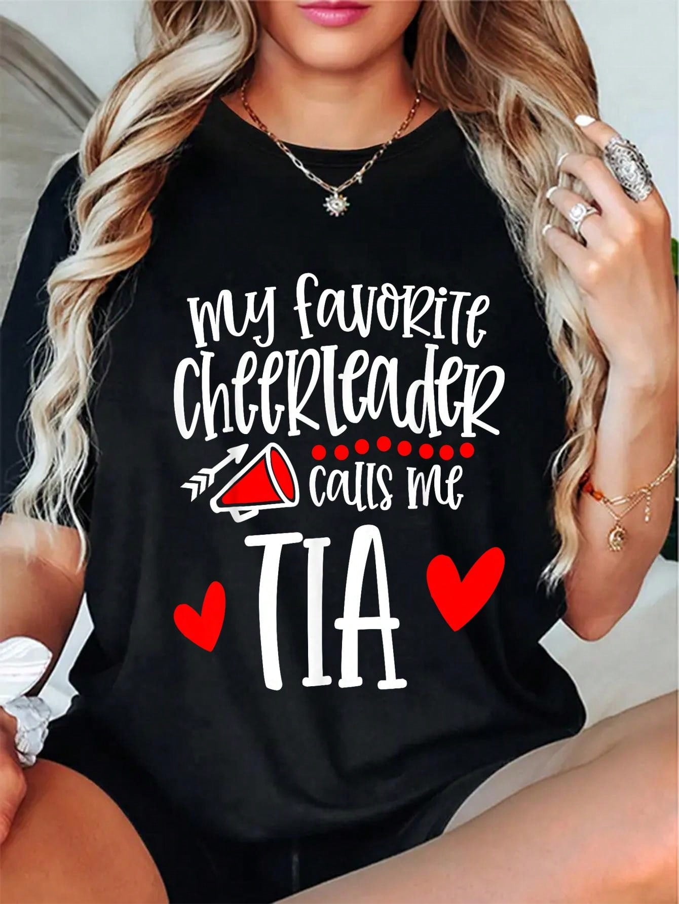 100% Cotton My Favorite Cheerleader Calls Me Tia Funny Cheerleading T ...