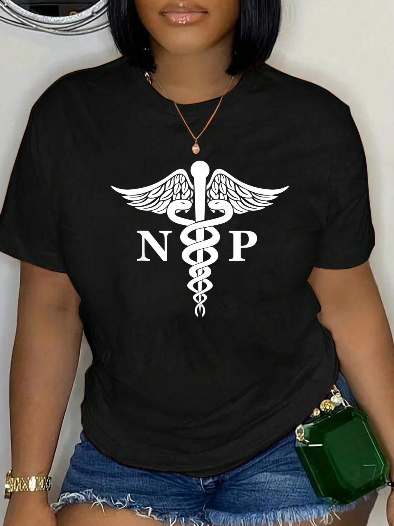 100% Cotton NP Nurse Practitioner Caduceus Staff Medical Symbol Gift T ...